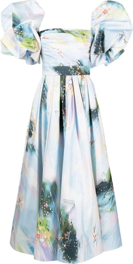 Leo Lin Matilda puff-sleeve midi dress - ShopStyle