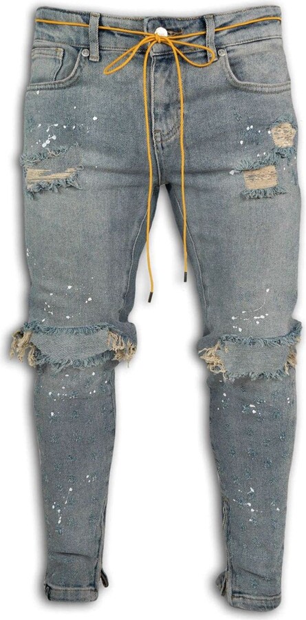 SIRWAX Men's Retro Ripped Jeans Fashion Trend Slim Outdoor Street Hip ...