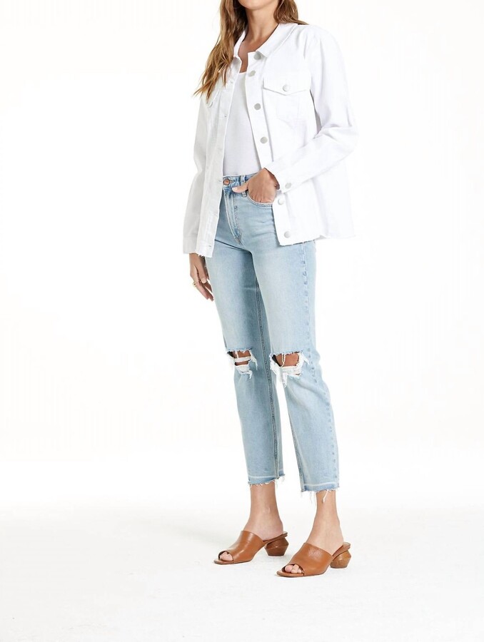 Dear John Denim Elsie Cut Off Jacket in Optic White - ShopStyle