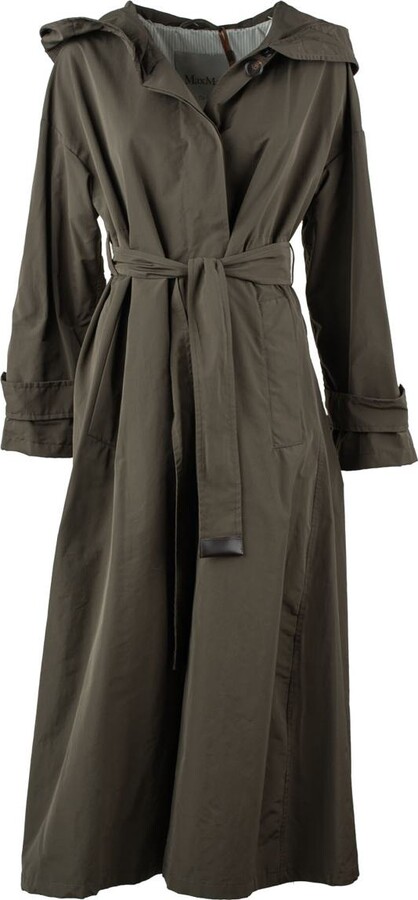 Max Mara Military Green Raincoat With Hood - ShopStyle Coats