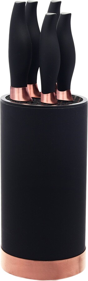 Dunelm The Kitchen Black & Copper 5 Piece Knife Block Set Black - ShopStyle