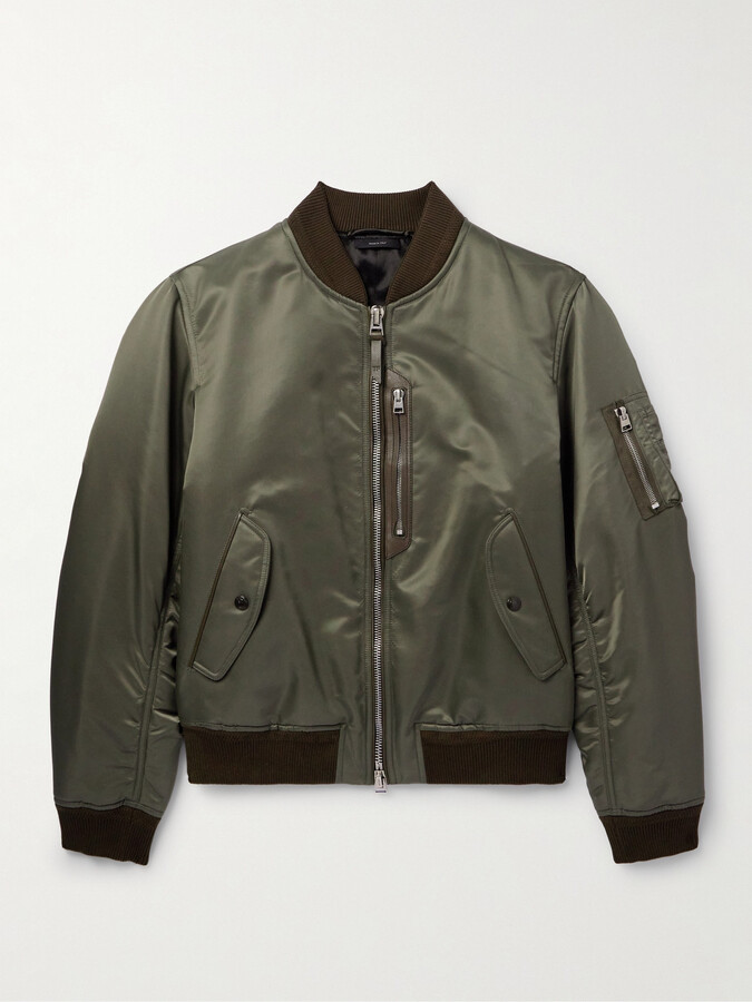Tom Ford Leather-Trimmed Shell Bomber Jacket - ShopStyle