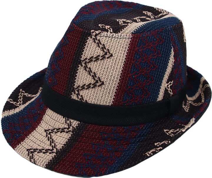 MarkMark Fedora Hat Aztec Pattern Trilby Short Brim with Band LD61347 ...