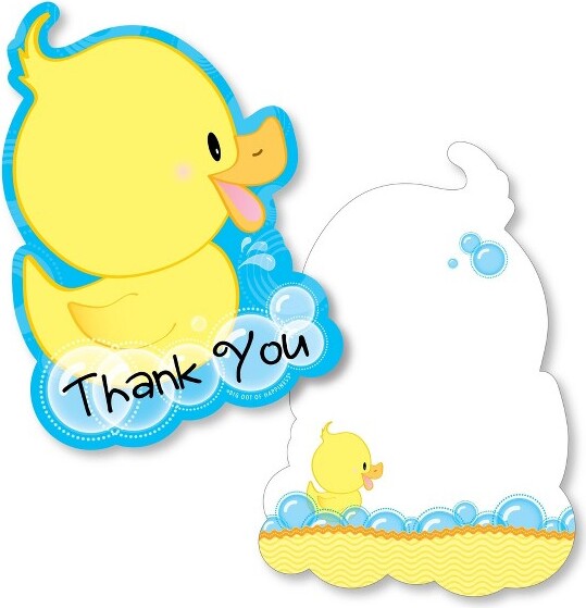 Big Dot of Happiness Ducky Duck - Shaped Thank You Cards - Baby Shower ...