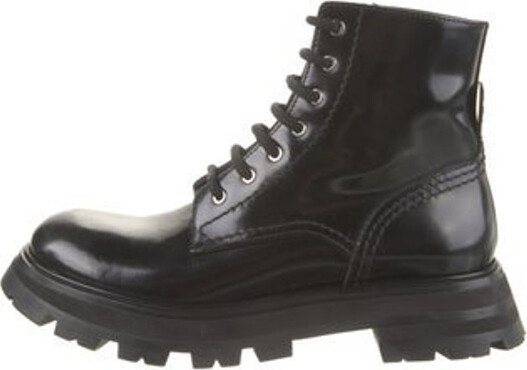 Alexander McQueen Leather Combat Boots - ShopStyle