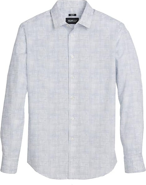 Awearness Kenneth Cole Men's Modern Fit Sport Shirt Light Blue Hatch ...