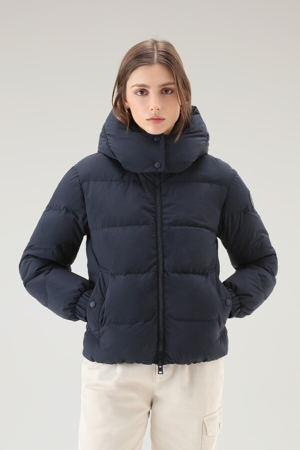 Woolrich Quilted Down Jacket in Eco Taslan Nylon with Detachable Hood ...