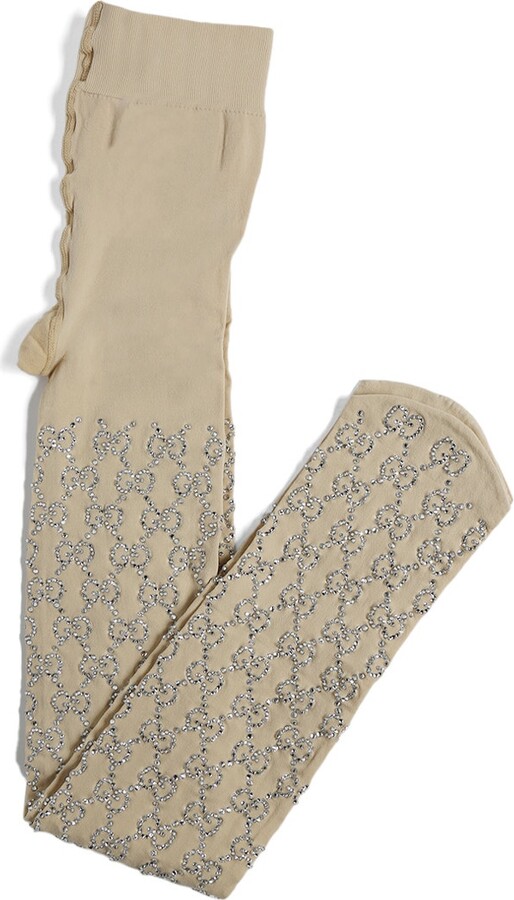 Gucci Embellished Crystal Logo Tights - ShopStyle Hosiery