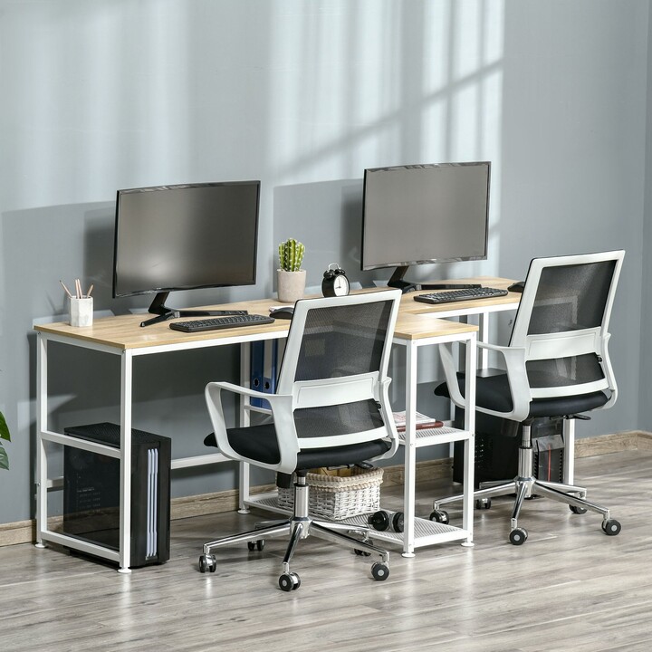 HOMCOM 83" Two Person Computer Desk Workstation with Middle Armrest ...