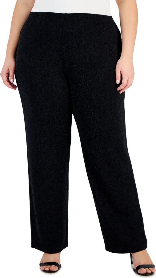 JM Collection Plus Size New Shine Knit Dressing Pants, Created for Macy ...