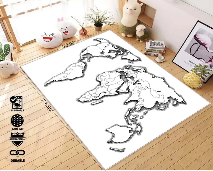 Etsy World Map, Black & White Art Rug, Map Of The World, Design Pattern ...