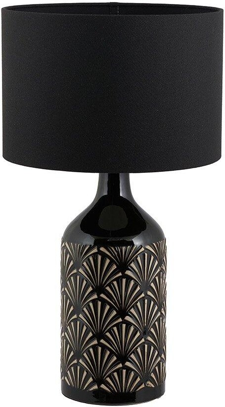 Ruma Art Deco Fan Gloss Black Ceramic Table Lamp - ShopStyle