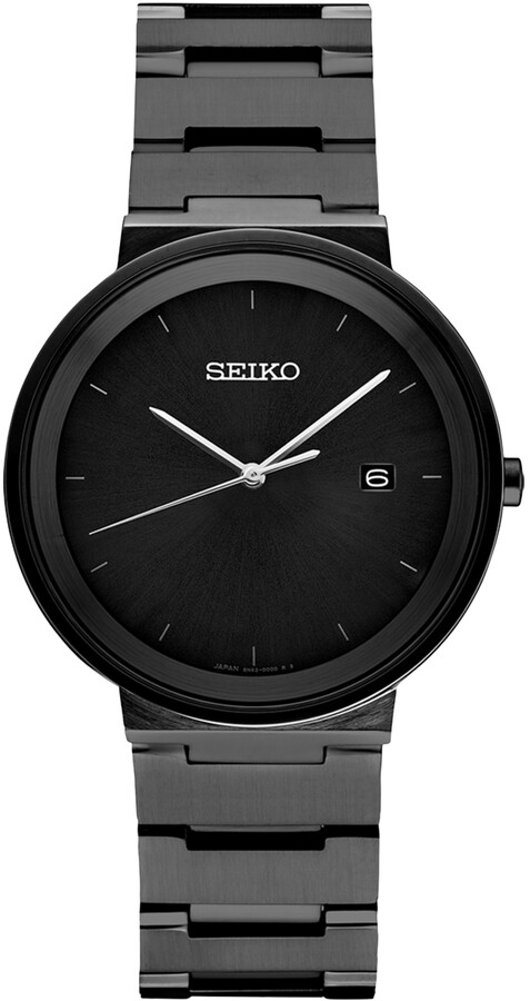 Seiko Men's Essentials Black Ion Finish Stainless Steel Bracelet Watch 41mm - ShopStyle