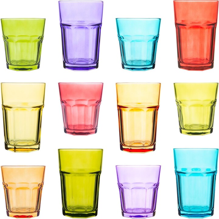 Rink Drink Coloured Water Glasses - 305ml - 6 Colours - Pack of 12 ...