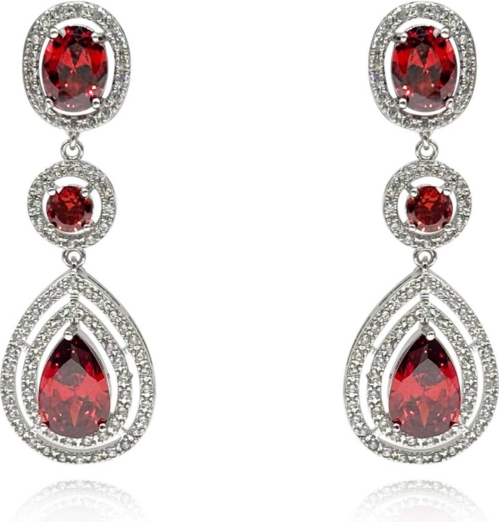 Michael Nash Jewelry Ruby And Diamond Cubic Zirconium Drop Clip-On ...