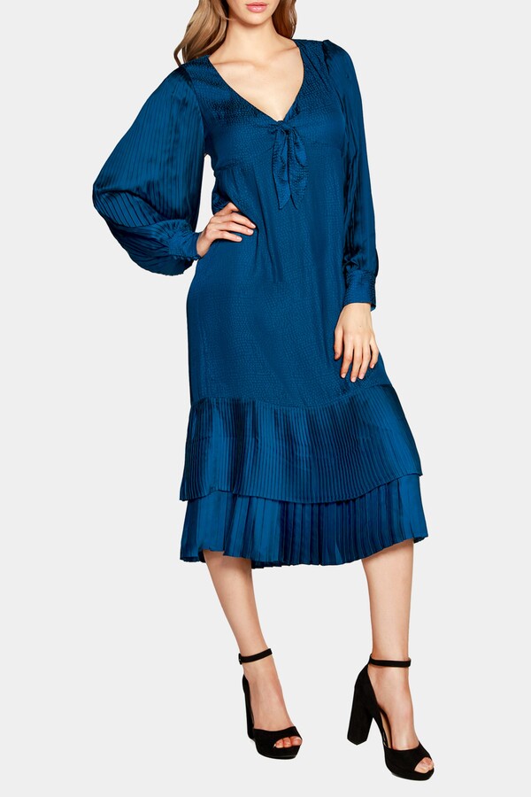 Belldini Black Label Pleated Ruffle Midi Dress - ShopStyle