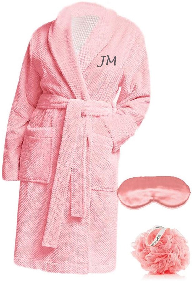 Wendys Ladies Personalised Pink Fluffy Dressing Gown with Matching ...
