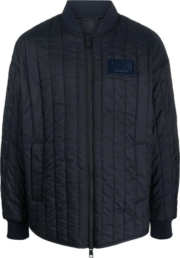 Armani Exchange Logo-Patch Quilted Bomber Jacket - ShopStyle