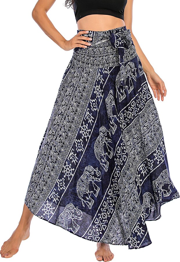 Aivtalk Women Boho Skirt Wrap Skirt Indian Gypsy Skirt Lightweight Maxi ...