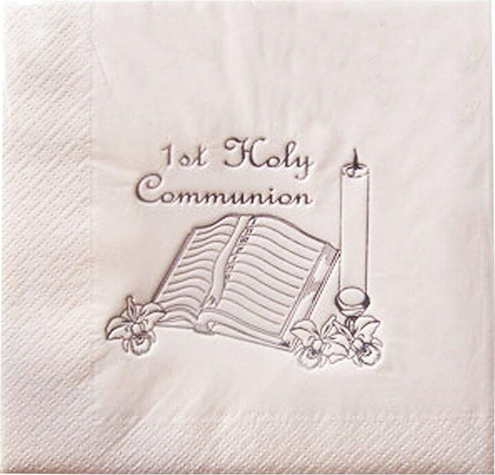 NPK First Holy Communion Design Foil Printed Napkins (Pack Of 15 ...