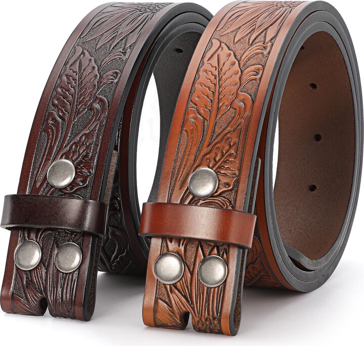 SANSTHS 2 Pack Western Belts for Men without Buckle - ShopStyle