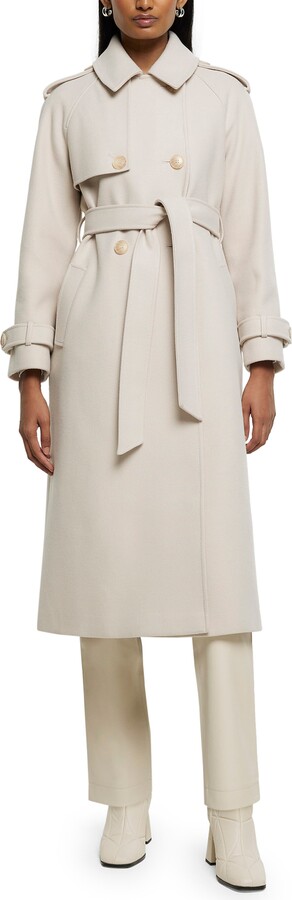 River Island Relaxed Fit Belted Longline Trench Coat - ShopStyle