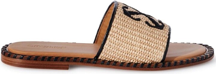 Off-White Twist Arrow Raffia Slides - ShopStyle