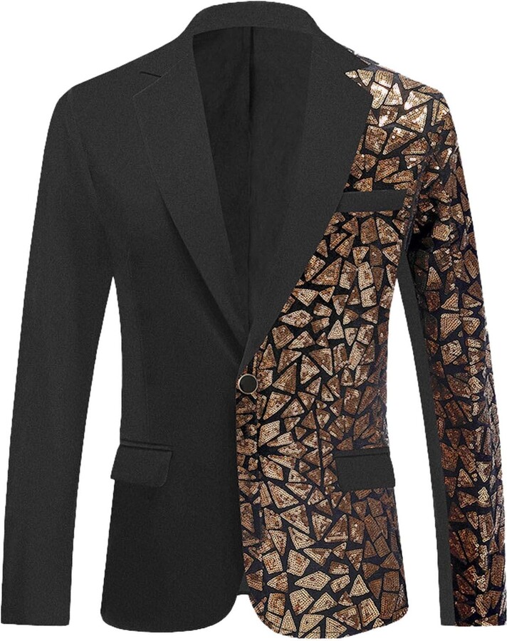 Liyuera Sequin Jacket Men's Glitter Chic Sequin Dress Sequin Blazer ...