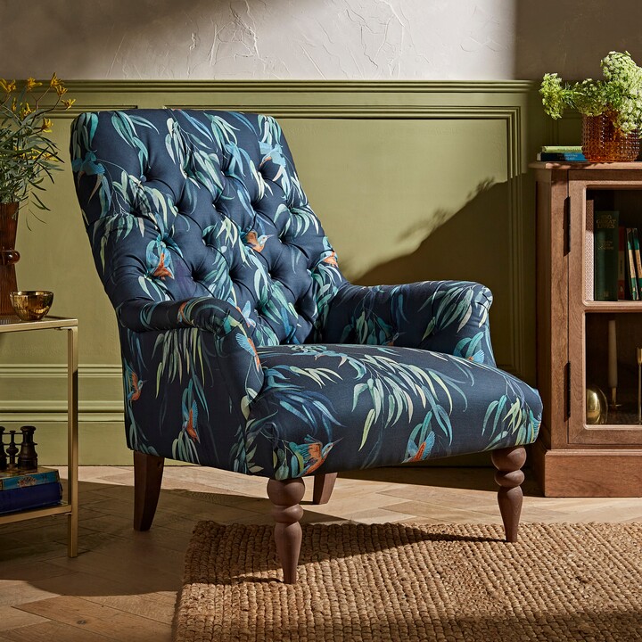Natural History Museum Bibury Button Back Chair Kingfisher Print ...