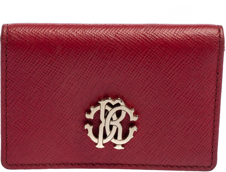 Roberto Cavalli Red Leather Crest Flap Wallet - ShopStyle
