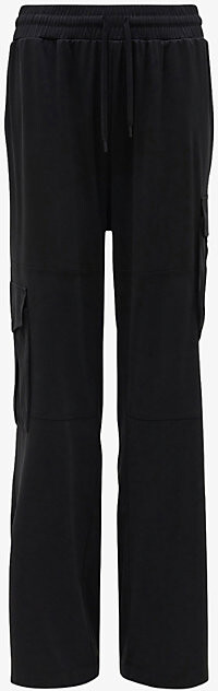 AllSaints Womens Black Carissa Straight-leg Stretch-recycled Polyester ...