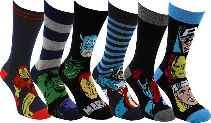 The Avengers Mens Marvel Comics Avengers Socks Iron Man Hulk Captain ...
