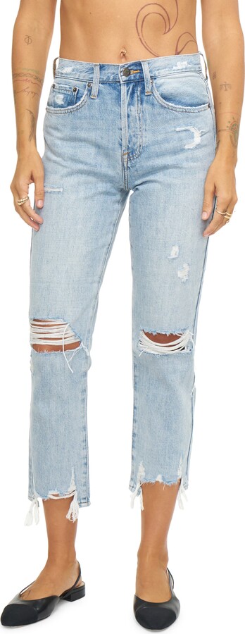 Pistola Denim Charlie Ripped High Waist Crop Straight Leg Jeans - ShopStyle