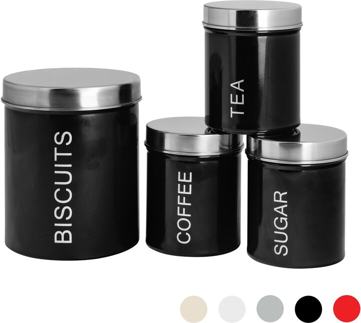 Harbour Housewares 4 Piece Round Metal Kitchen Canisters Set ...