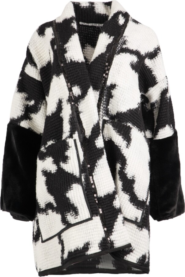 Harlow Loves Daisy - Elliott - Black And White Long Line Jacket In Wool ...