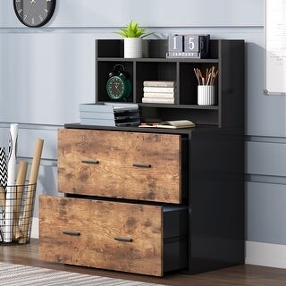 Overstock 2 Drawers File Cabinet, Wood Lateral Filing Cabinet with ...