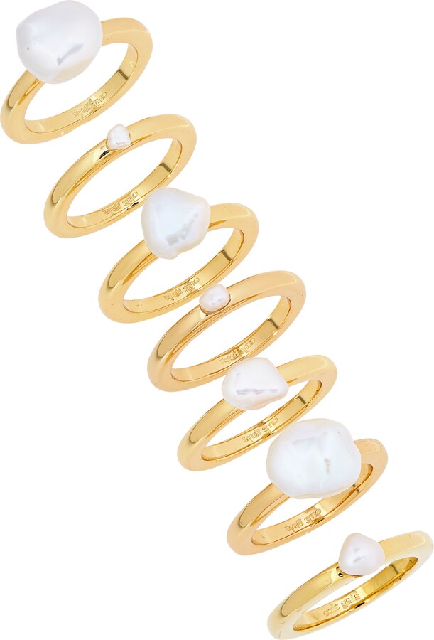 Cult Gaia Irma Set of 7 Cultured Pearl Rings - ShopStyle