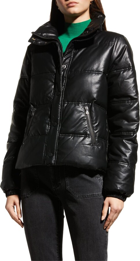 Paige Alpine High-Neck Vegan Leather Puffer Jacket - ShopStyle