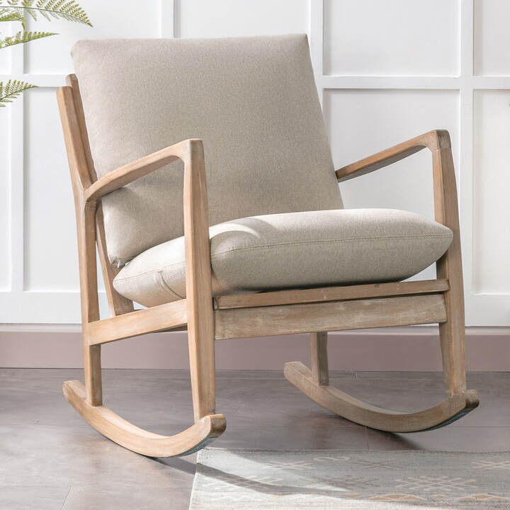 RASOO Embrace Solid Wood Comfort: Rocking Chair with Detachable Linen ...