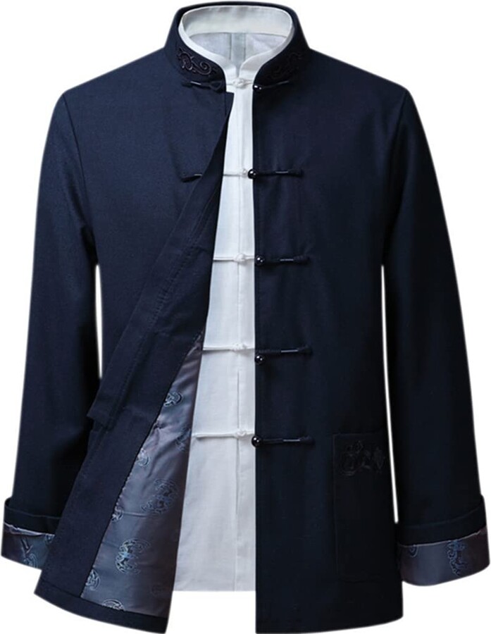 GVILTY Chinese Traditional Long Sleeve Tang Suit Hanfu for Men ...