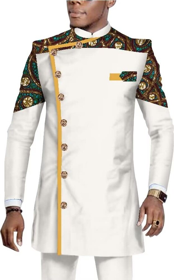 UOUNUT African Clothing for Men Dashiki Outfits Long Sleeve Shirt and ...