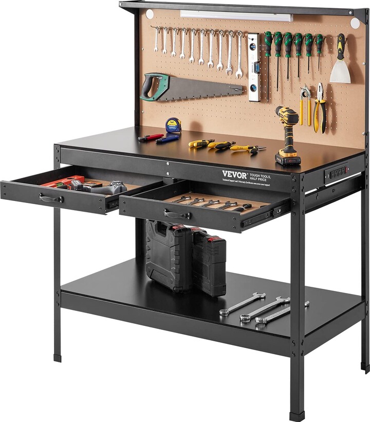 VEVOR Workbench A3 Steel Work Bench For Garage max. 1500W Heavy Duty ...