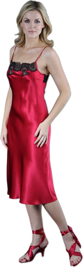 Silk Cocoon Women Long Nightdress Gown Pure Silk Black Lace Trim ...