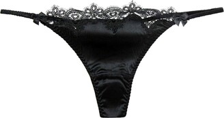 SilRiver Womens Silk Satin Thong Panties Lace G String Thong T Back ...