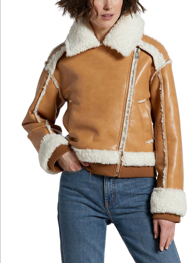 Adroit Atelier Clayton Faux Shearling Vegan Leather Jacket In Camel ...