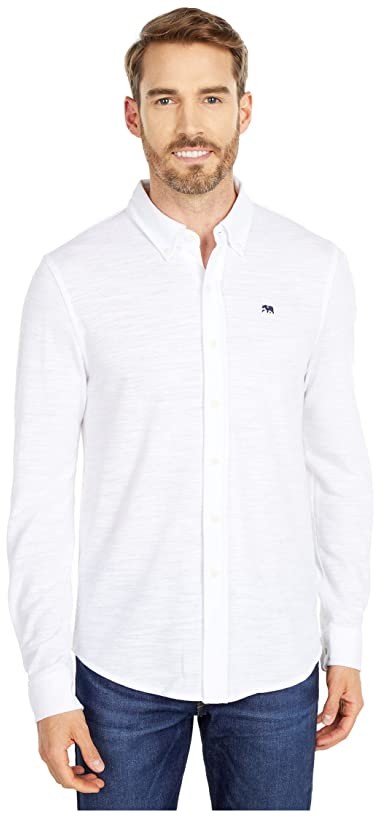 The Normal Brand Stretch Pique Button-Down (White) Men's Clothing ...