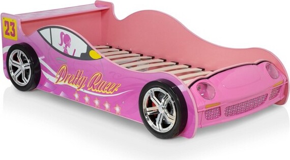 Twin Naglin Racing Car Bed with Led Headlight Pink - HOMES: Inside ...
