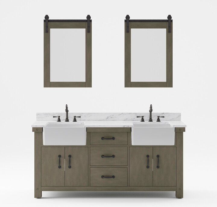 Water Creation Paisley Carrara White Marble Countertop Vanity with Barn ...