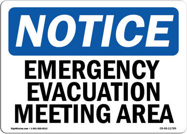 SignMission Emergency Evacuation Meeting Area Sign - ShopStyle Desks