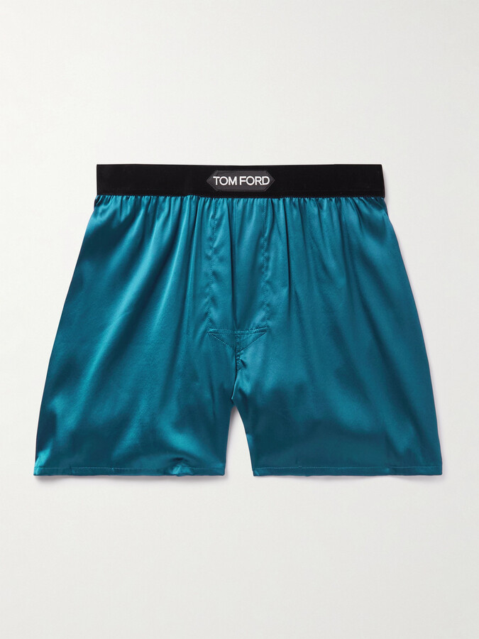 Tom Ford Velvet-Trimmed Stretch-Silk Satin Boxer Briefs - ShopStyle